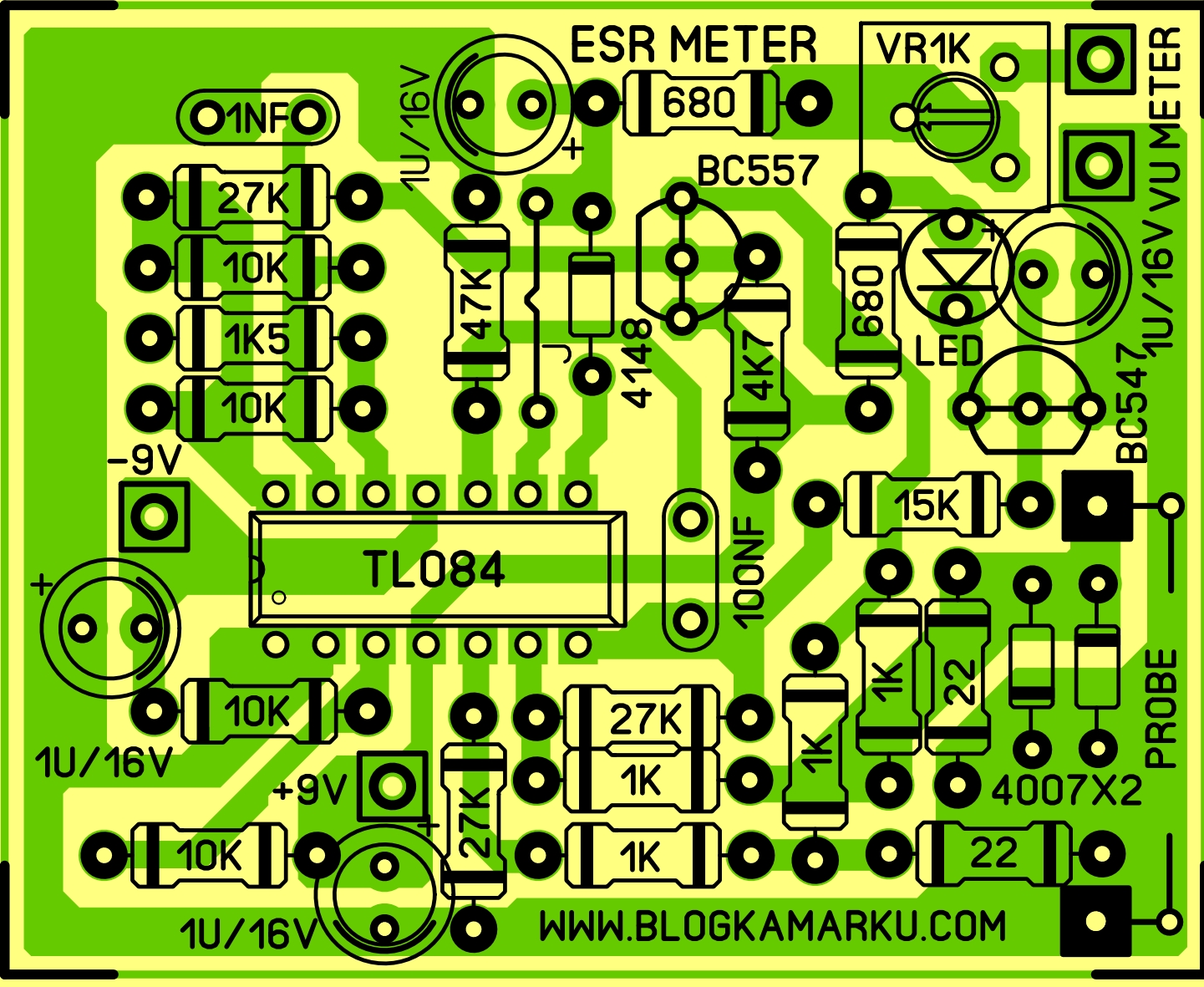 PCB LAYOUT ESR METER Sederhana IC TL 084 – BLOGKAMARKU