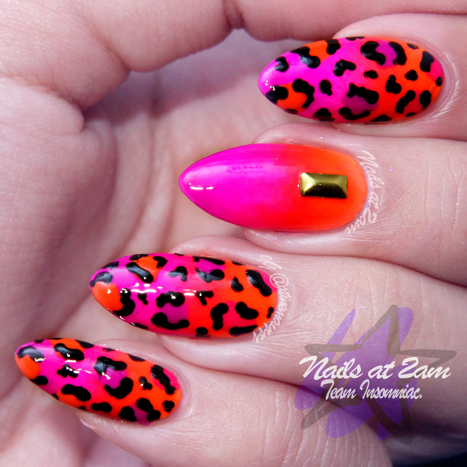 Nails At 2am: NOTD: Neon Leopard Print + Tutorial