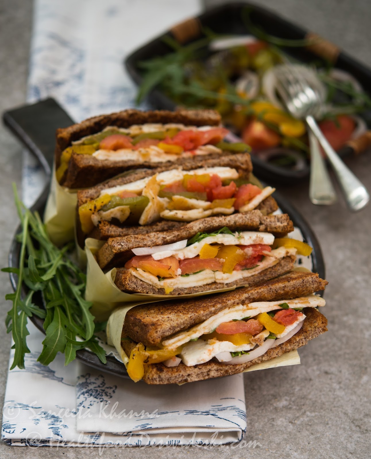 sandwich | roasted pickled bell peppers and paneer sandwiches made with ...