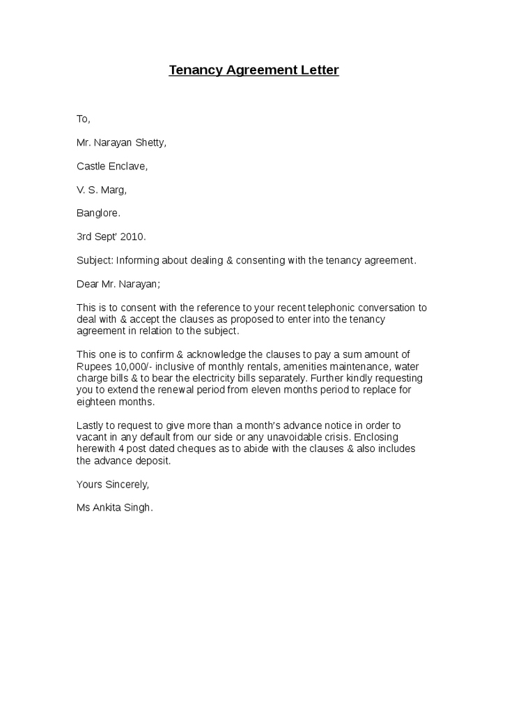 Side Letter Lease Template ~ Resume Letter