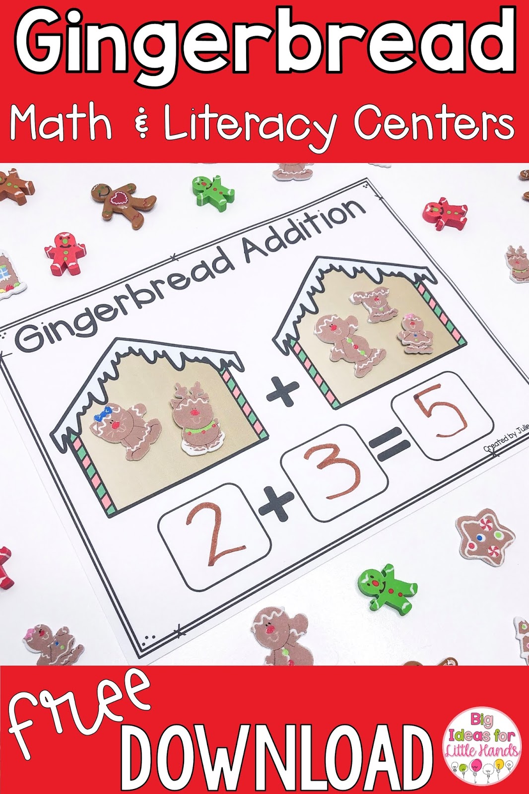 Math and Literacy Gingerbread Freebies - Big Ideas for Little Hands