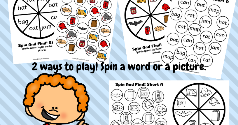Messy, Beautiful, Fun: Spin And Find CVC Words Printable Pack