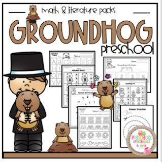 Groundhog Day Math and Literature Packet "No Prep" ~ Preschool Printables