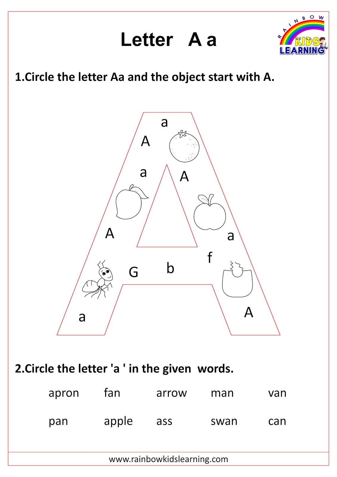 Rainbow Kids Learning: Identify The Letter And circle Them