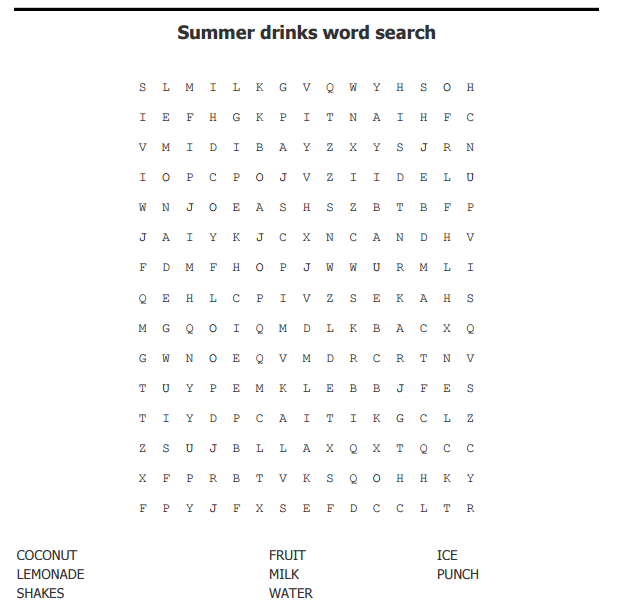 Summer word searches for kids - how to play?