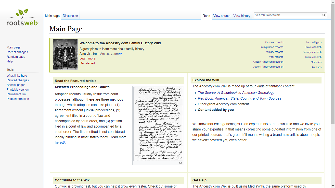 Genea-Musings: Ancestry.com Family History Wiki Lands on RootsWeb.com