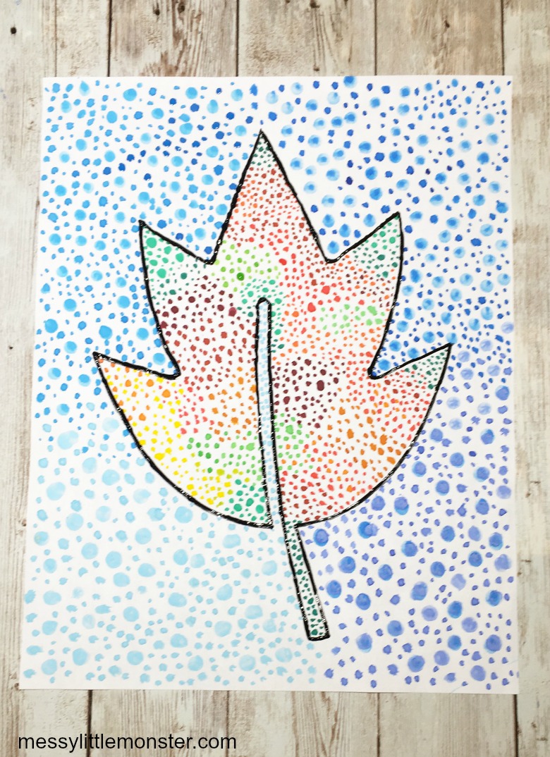 Pointillism Leaf Art for Kids - Messy Little Monster