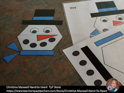 Hand to Heart : Winter Geometric Snowman 2D Shapes