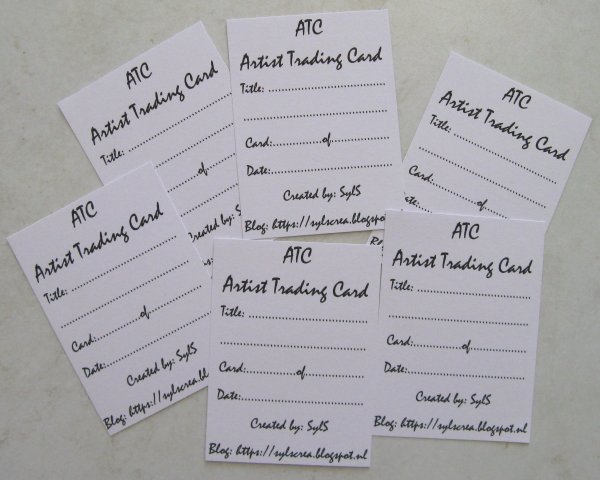 SylS creaties: ATC's - Artist Trading Cards