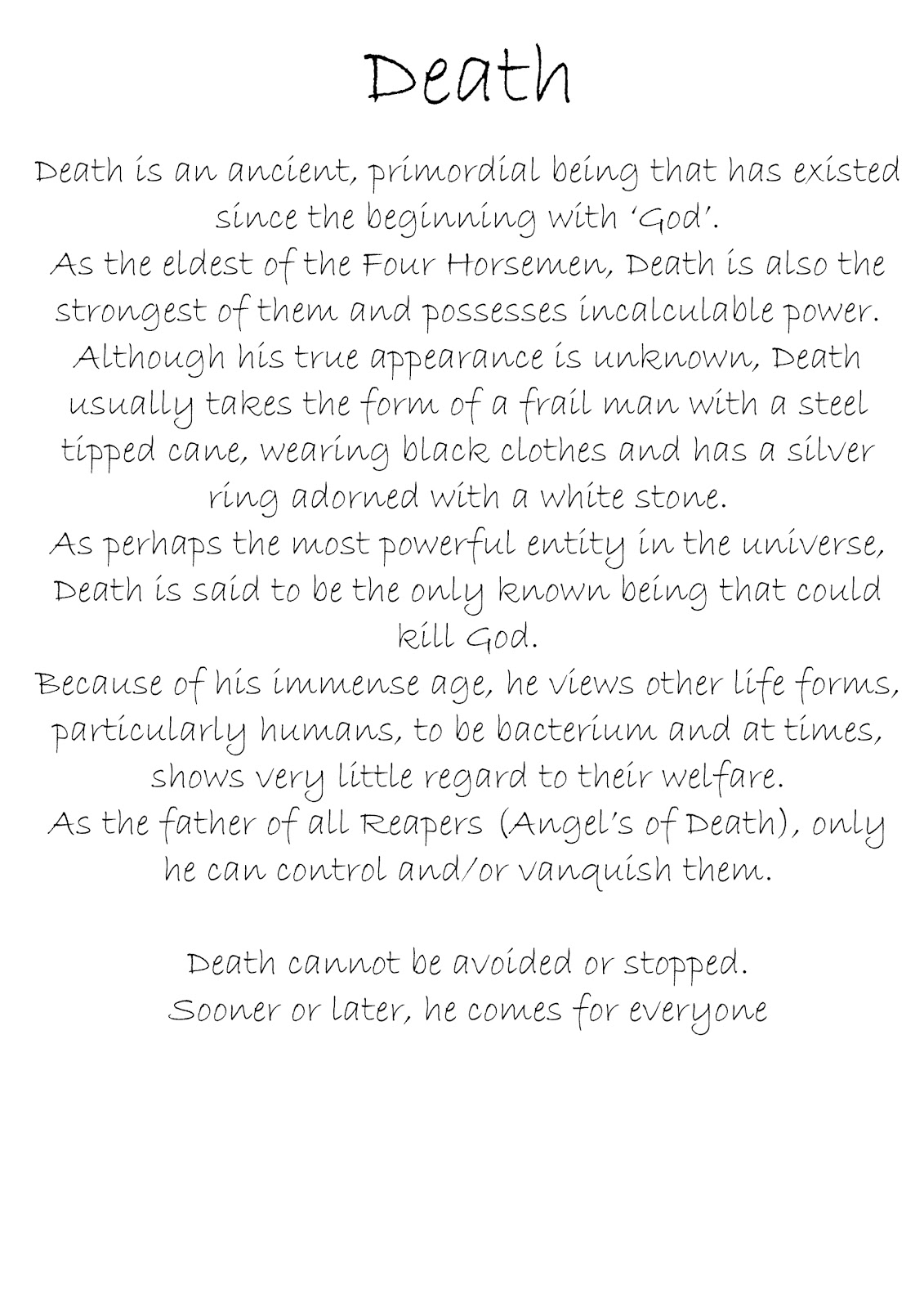 Book Of Shadows Pages: Death