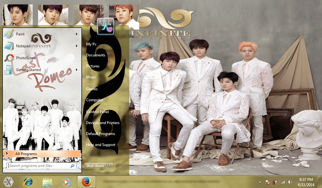 My Kpop Fanatik: INFINITE - LAST ROMEO WINDOWS 7 THEME