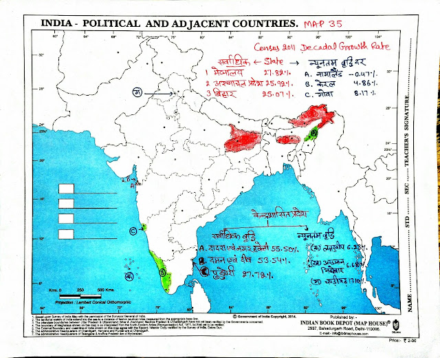 Class 9 Geography Maps Chapter 6 Population and Census 2011 Maps