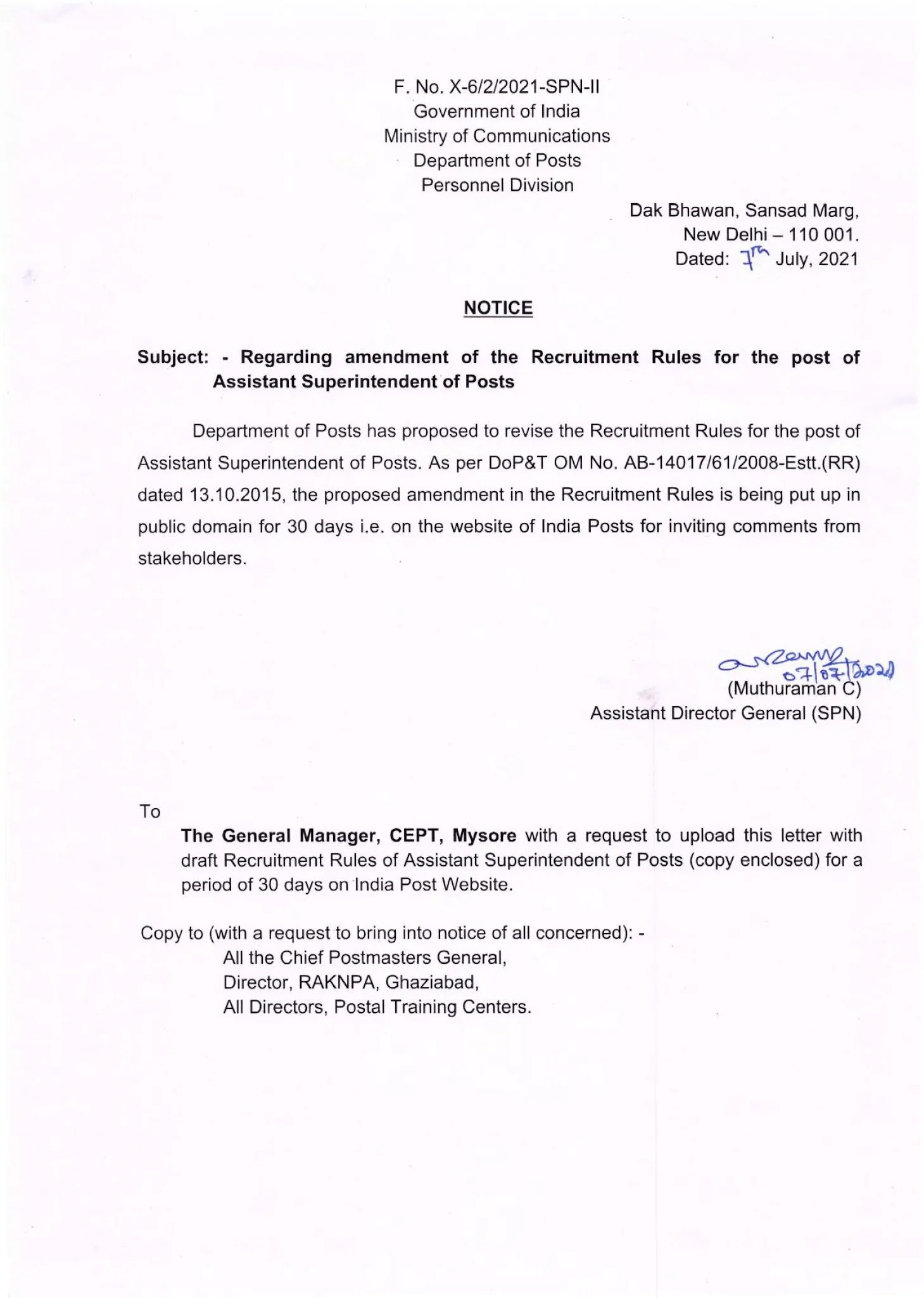 Postal ASPs (Assistant Superintendent of Post Offices) Recruitment ...