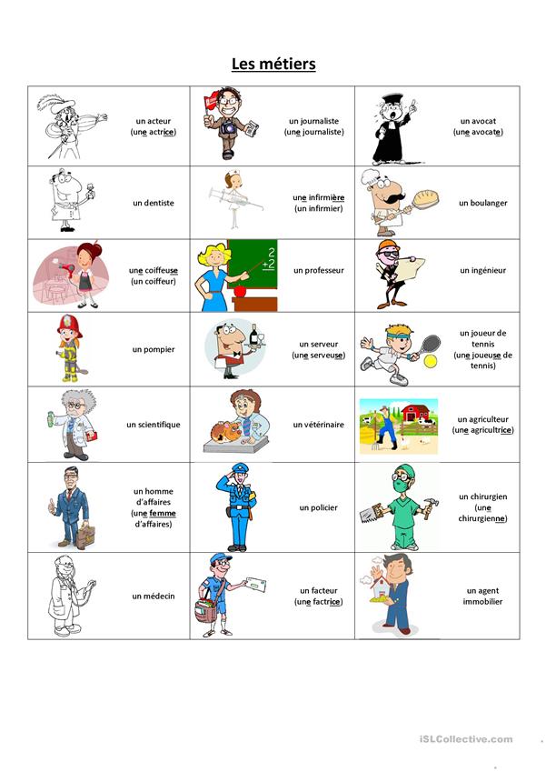 Notre blog de français: métiers- professions
