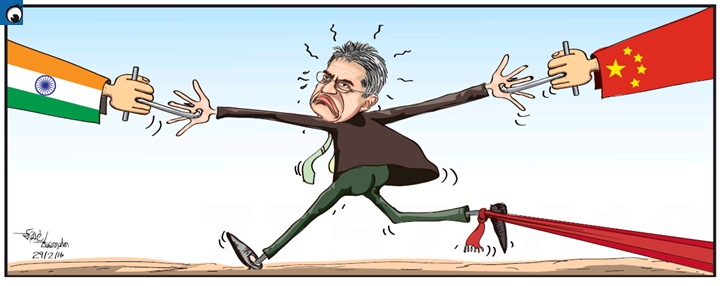 Ranil receives a peculiar advice from Anura (Thursday's cartoon)