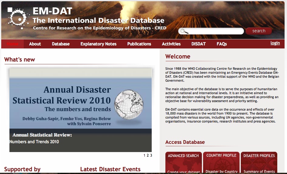 BLOG: Geology for Global Development: Resources: Emergency Events Database