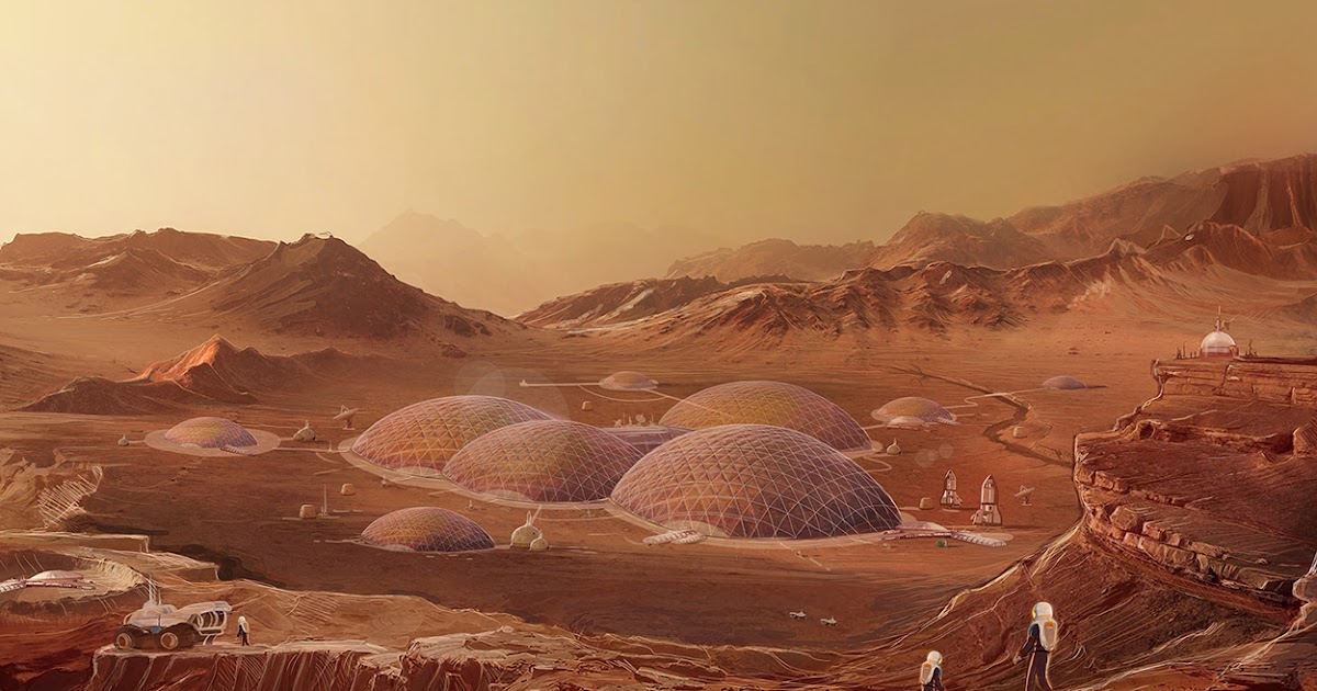 Mars colony illustrations by Luis Peres | human Mars