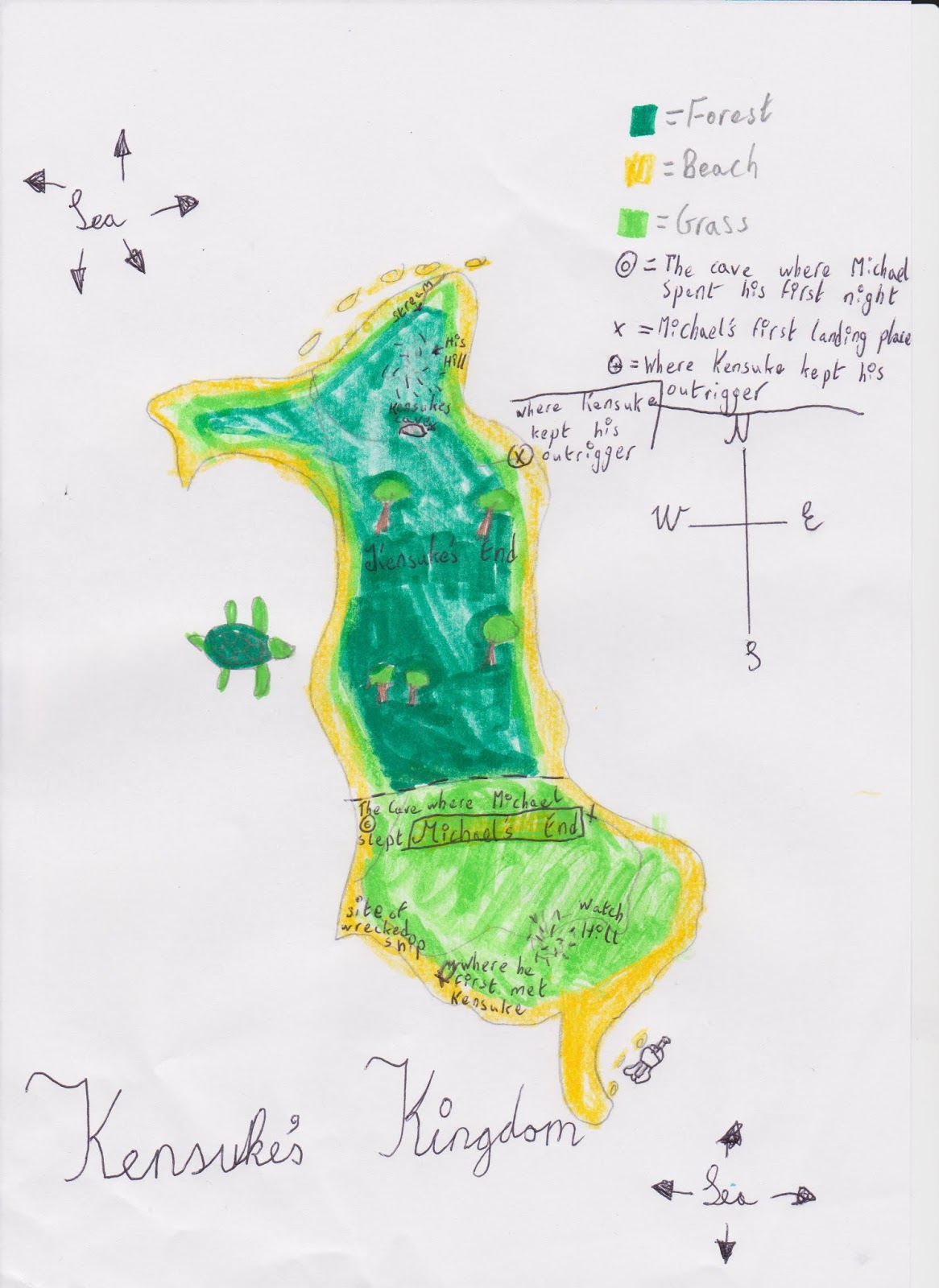 Kids work: Map of japan/Kensukes Kingdom by Ríona