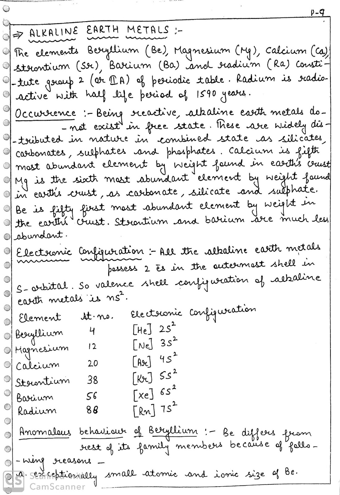 p-Block Elements Handwritten Notes for 11th Chemistry