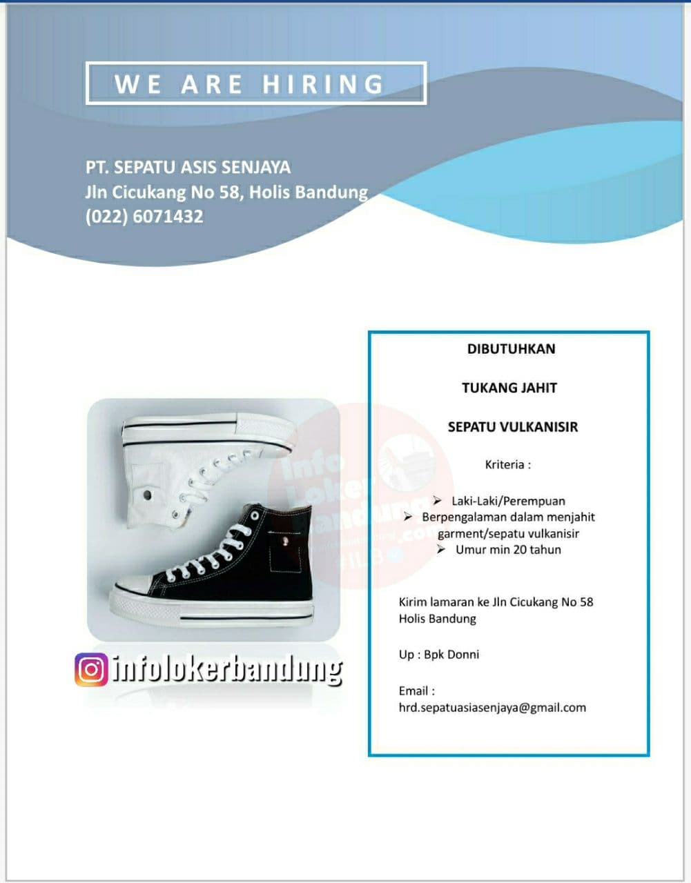 Lowongan Kerja Tukang Jahit Sepatu Vulkanisir PT. Sepatu Asis Senjaya ...