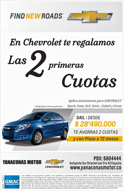 Promoción Chevrolet Cali - 2 Primeras Cuotas - Yanaconas Motor ...