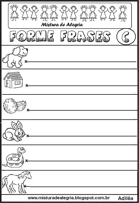 FORMANDO FRASES COM OS DESENHOS, ATIVIDADES PARA ALFABETIZAÇÃO ...