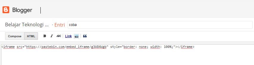 Cara Menambah Source Code Di Postingan Blog ~ BELAJAR ILMU TEKNOLOGI