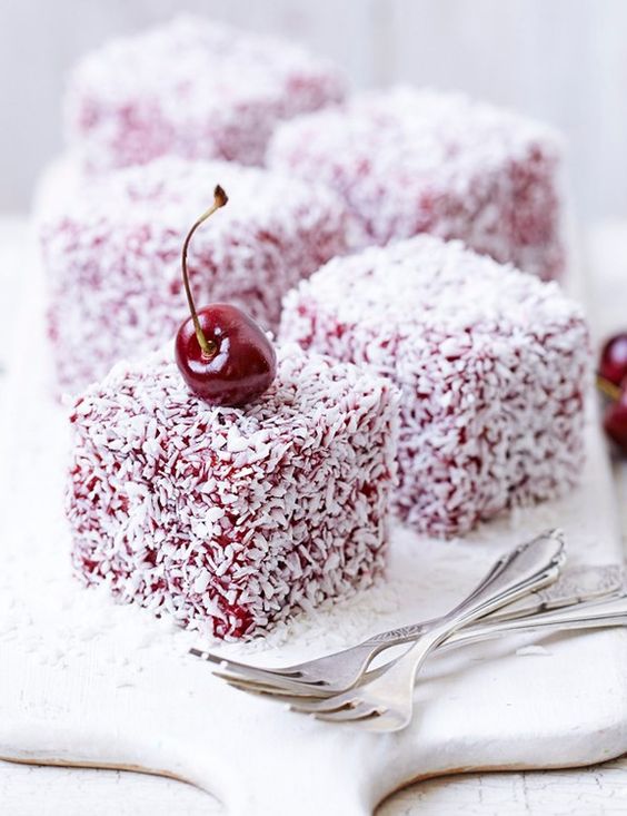 Cherry and Coconut Pink Lamingtons Recipe - Secret Tasty Recipe Foods