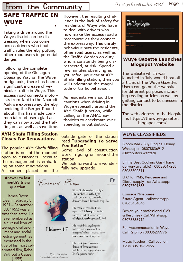 The Wuye Gazette: TWG Monthly Release