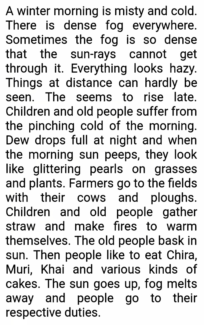 Winter Morning Paragraph for class 1,2,3,4,5,6,7,8,9,10,11,12