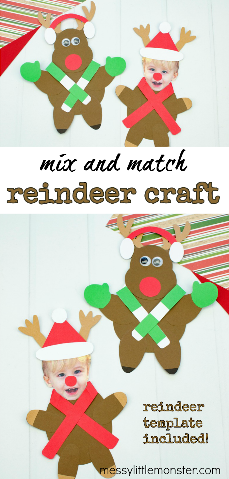 Mix and Match Paper Reindeer Craft (with printable template) - Messy ...