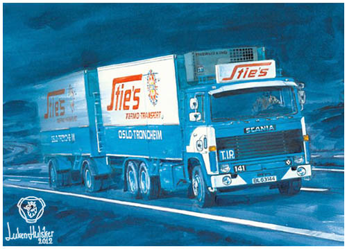 SCANIA: Sties Scania 141 V8 by night (drawing)