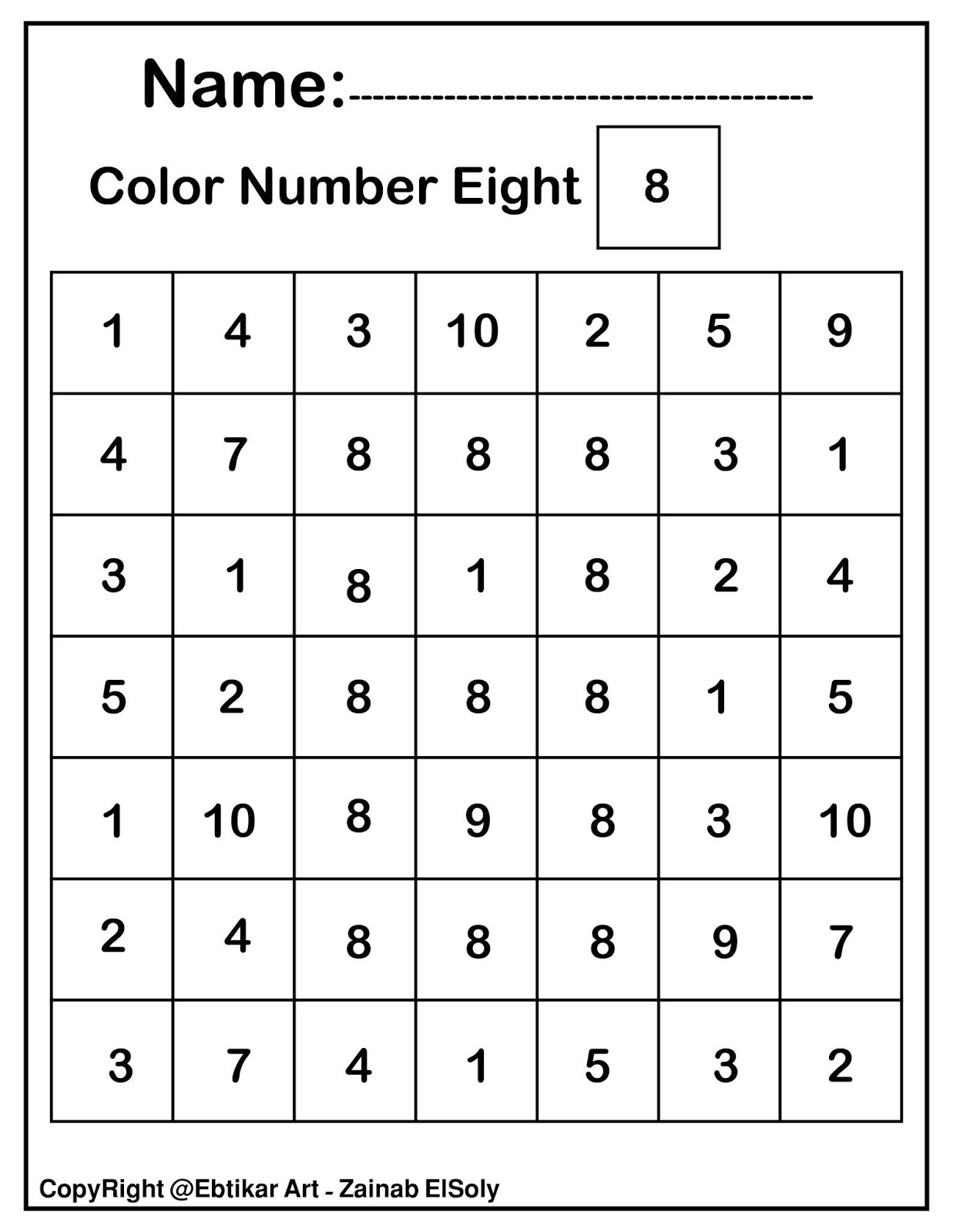 Color By Number ,Squares activity free preschool coloring sheets