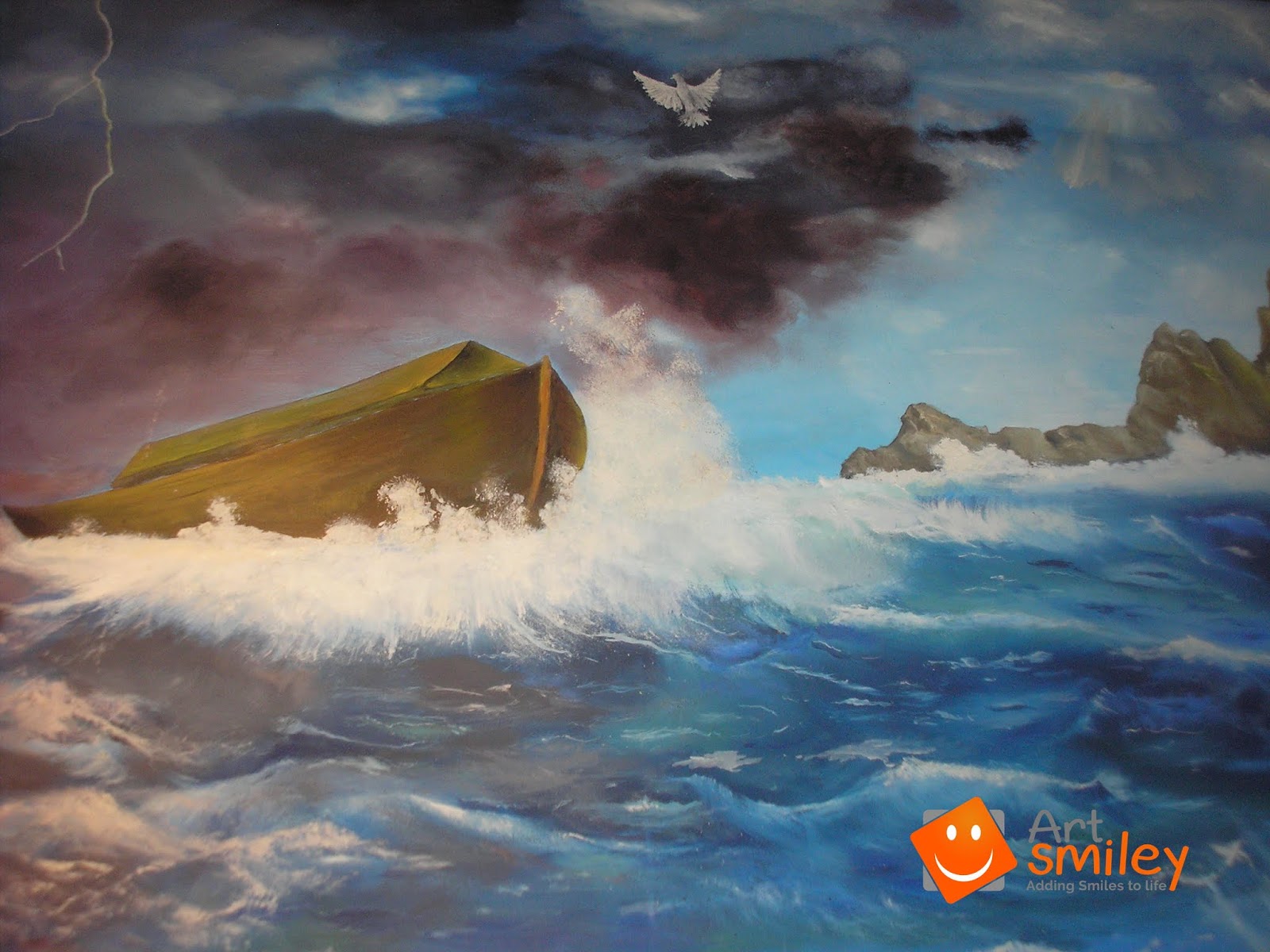 Noah’s Arch - Oil on canvas painting by Slovakia Artist