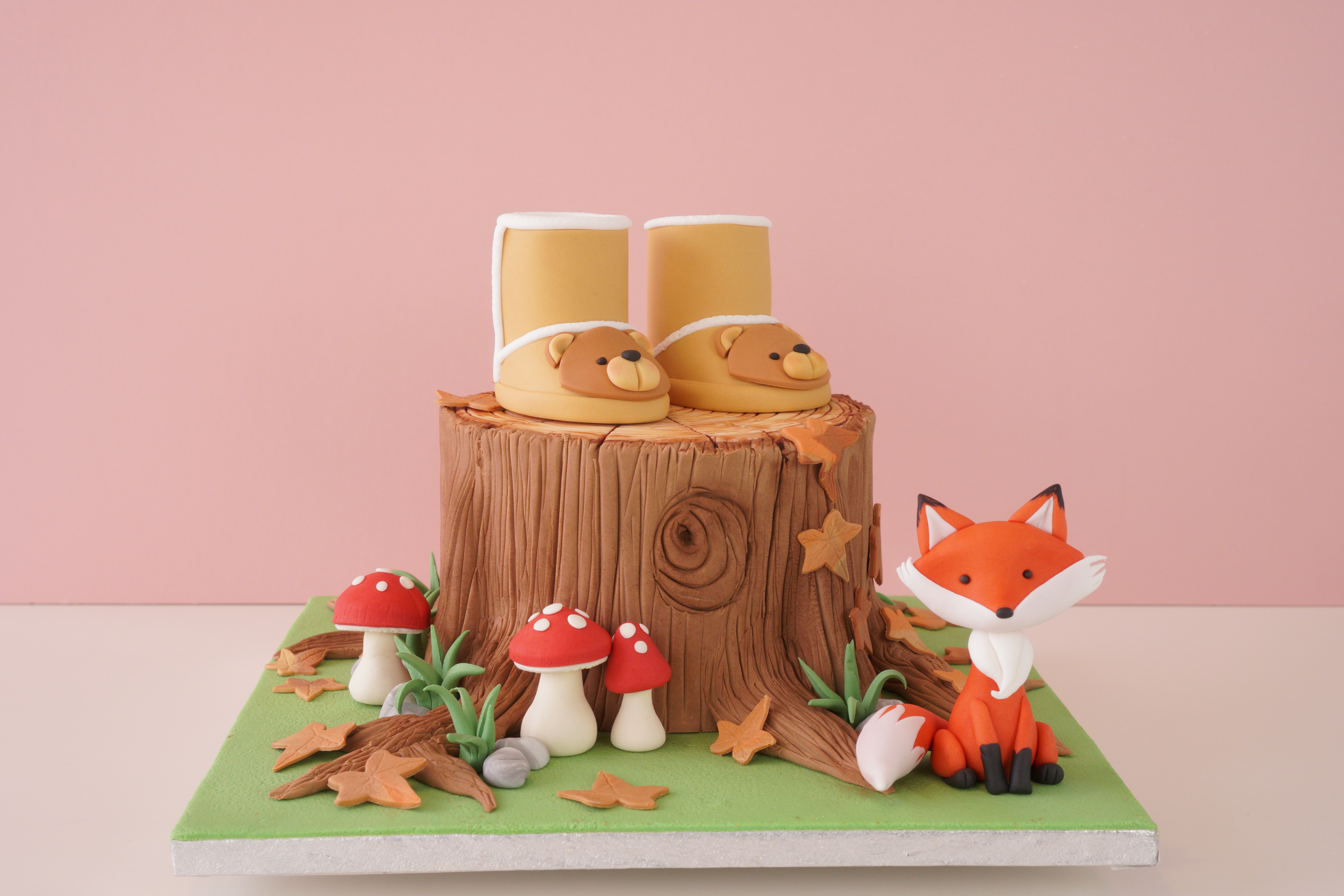 Woodland Tree Trunk Cake With a Fondant Fox