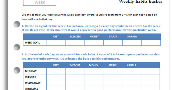 My Life All in One Place: Free weekly habits tracker for your A5 Filofax
