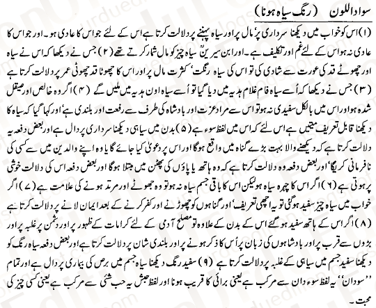 Khwab Mein Kala Rang Dekhna Black Colour Ki Tabeer ~ Urdu Edition