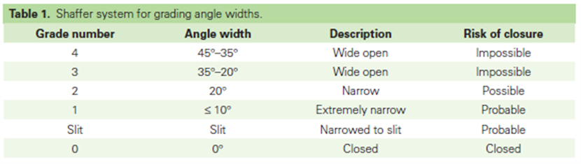 Ophthalmology Notes: Shaffer system- Gonioscopy