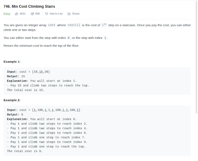 Min Cost Climbing Stairs using Golang