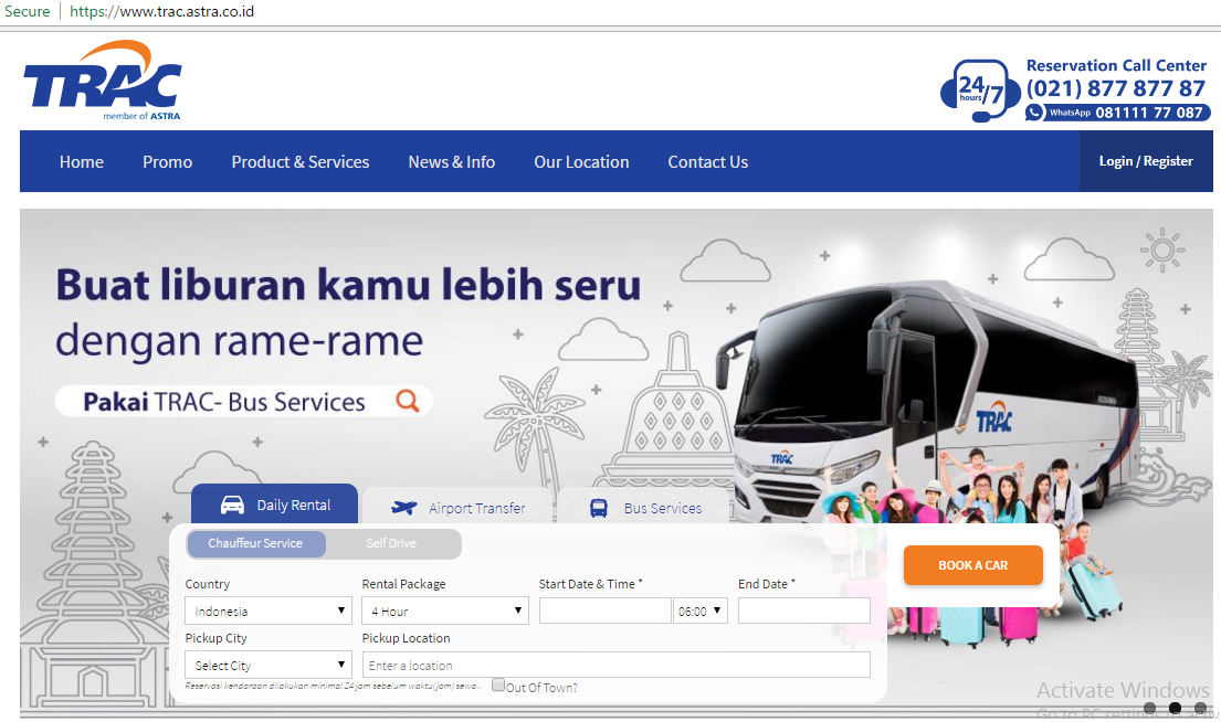 √Cara Pesan TRAC Sewa Mobil Online