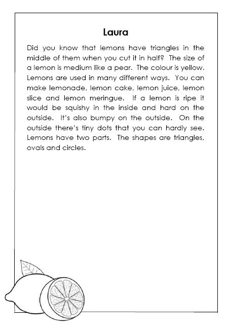 Year 2 Teaching Practicum: Descriptive Writing - Lemons