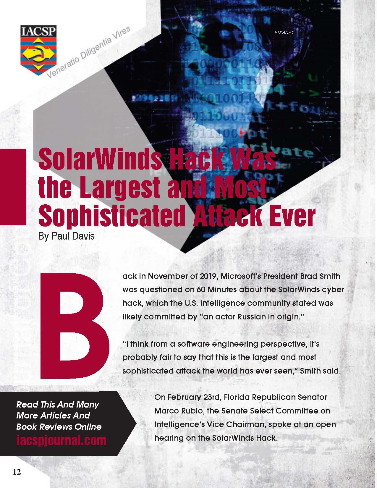 Paul Davis On Crime: My Counterterrorism Magazine Piece On SolarWinds ...