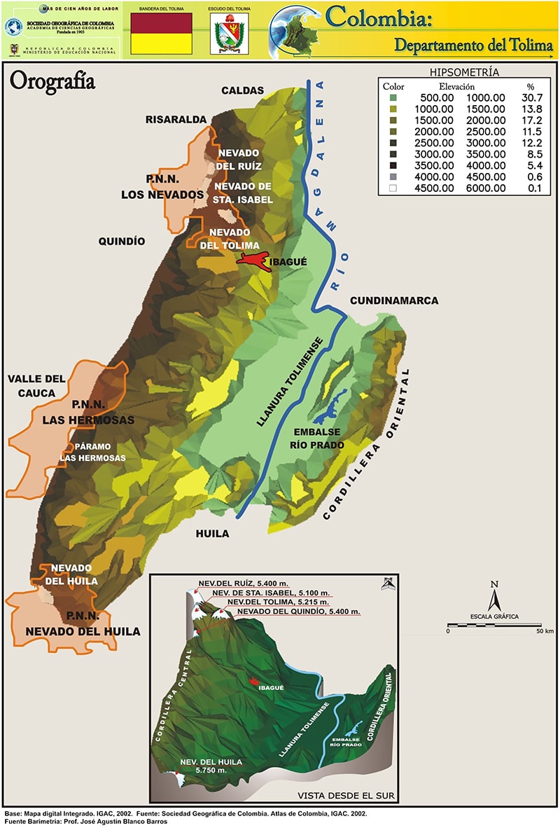 Ubicación geográfica del departamento del Tolima.