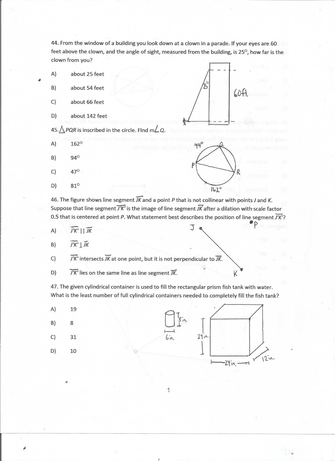 Geometry, Common Core Style: Benchmark Tests (Day 10)