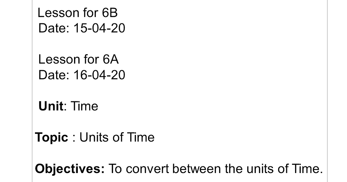 Math 6: Unit 9 : Time