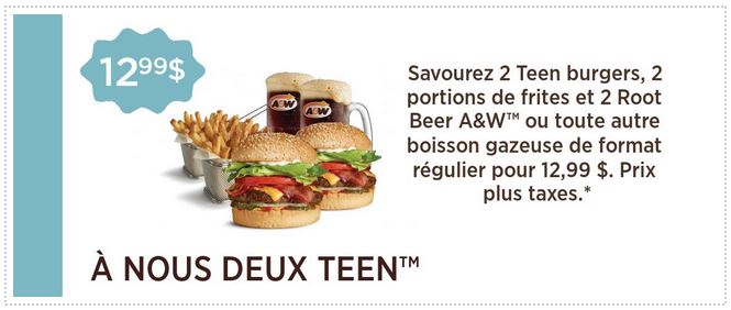 Nouveaux coupons rabais A&W Canada | Coupons au Québec