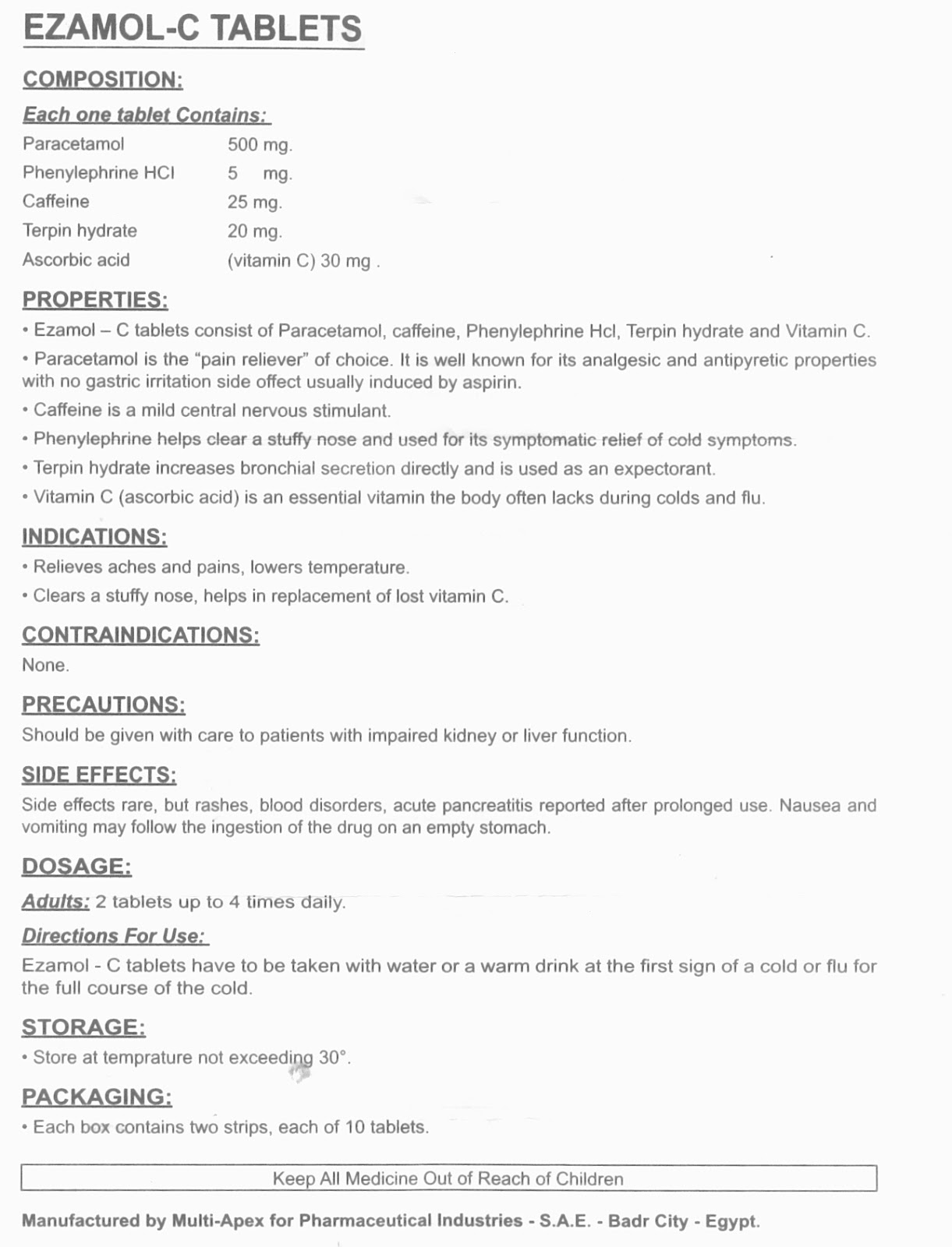 Ezamol-C Tablets: Your Solution for Cold and Flu Symptoms