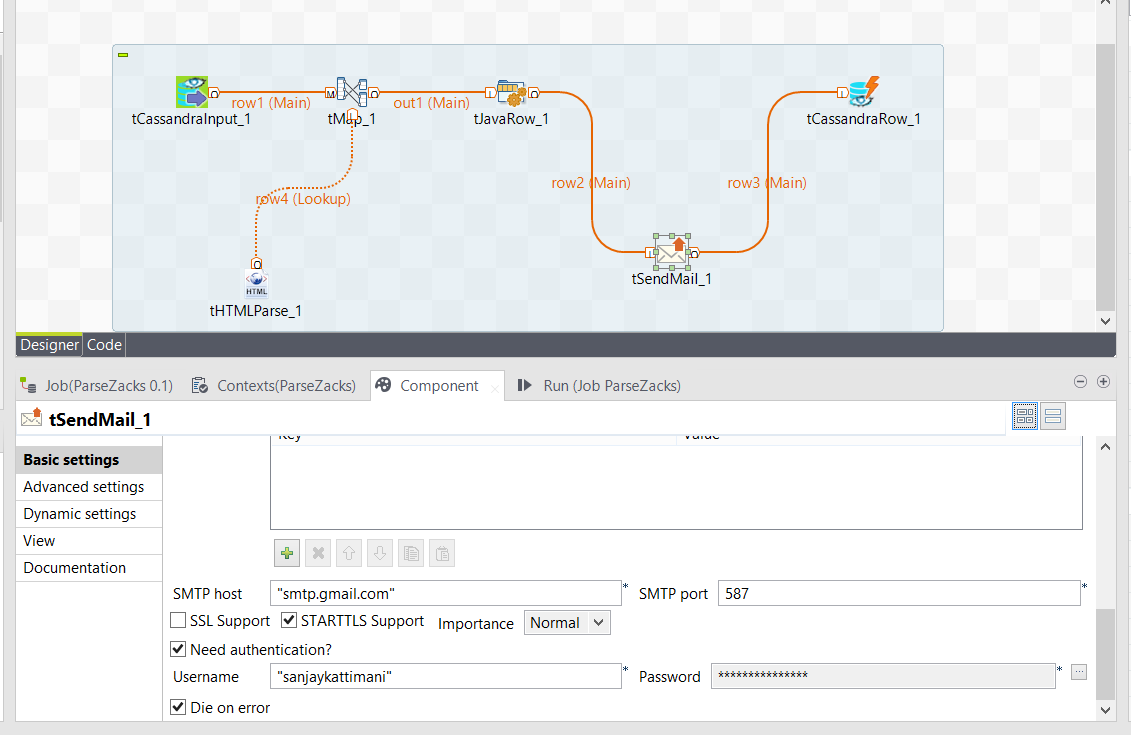 Sanjay Kattimani S Technical Blog Talend Project Send Mail Tsendmail Component