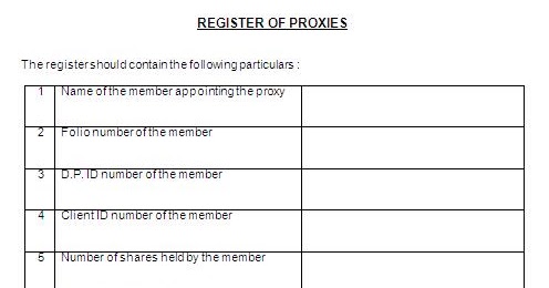 Format of Register of Proxies in Word Free Download