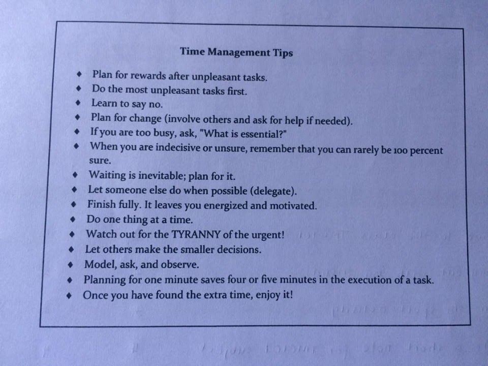 Topic 3:Time Management & Organizational Skills